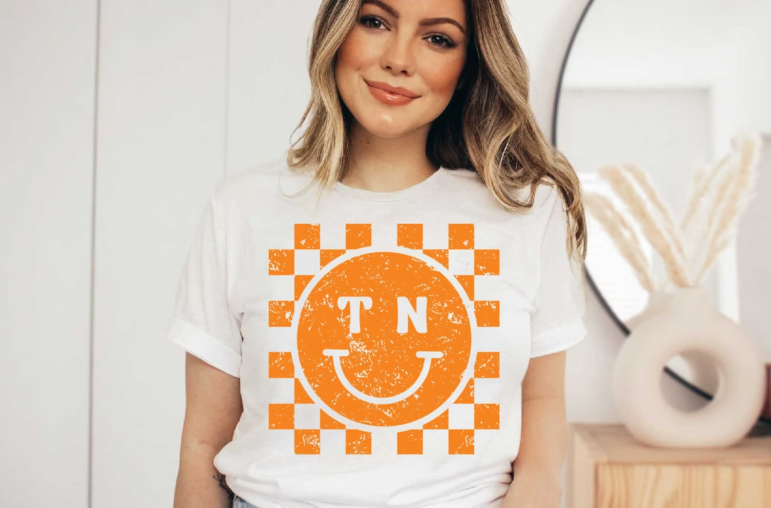 Tennessee smiley orange checkered – Earthline Customs