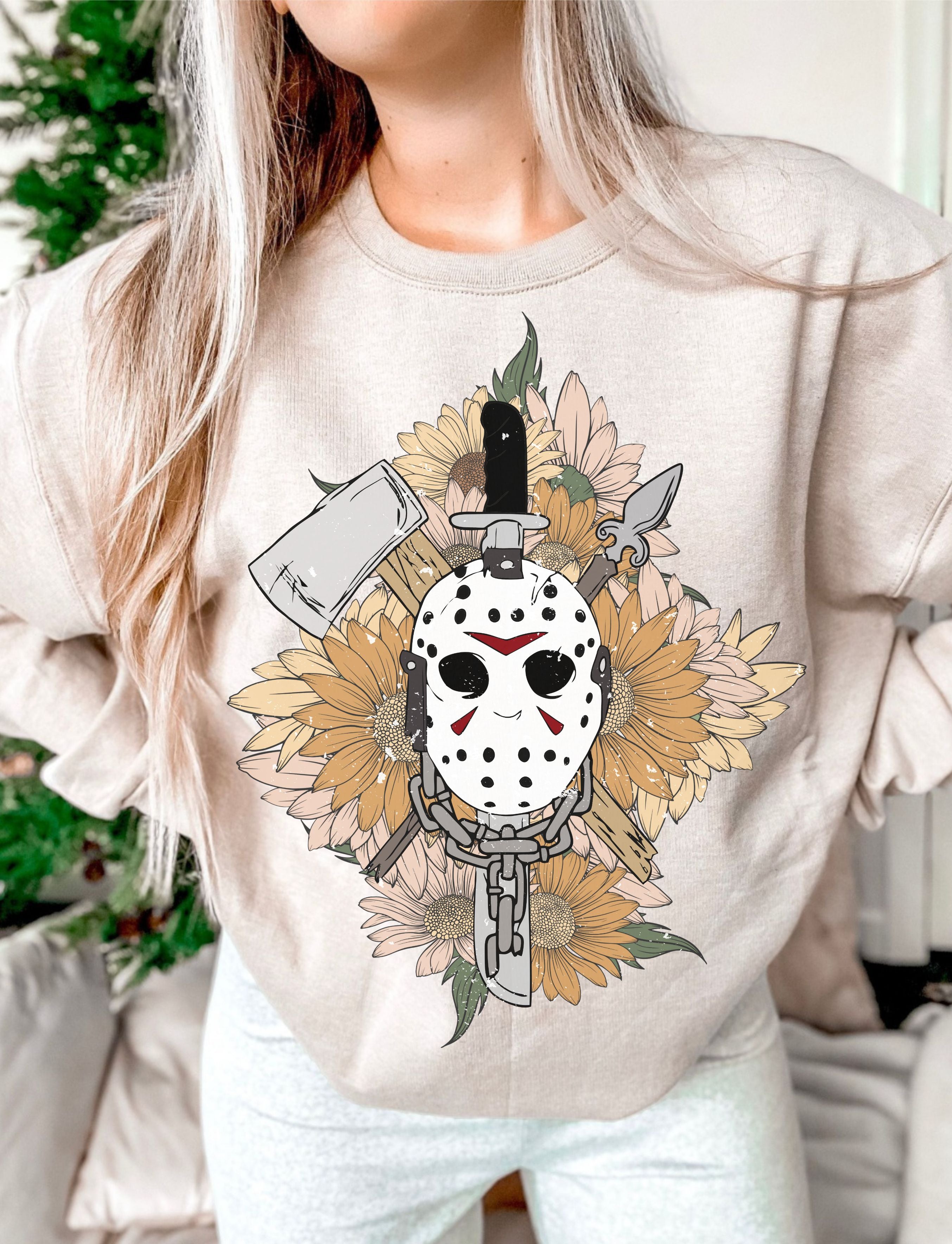 Jason's mask with sunflowers behind it – Earthline Customs